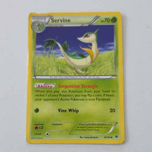 Pokemon | Toys | Pokemon Servine Trading Card Green And Yellow | Poshmark